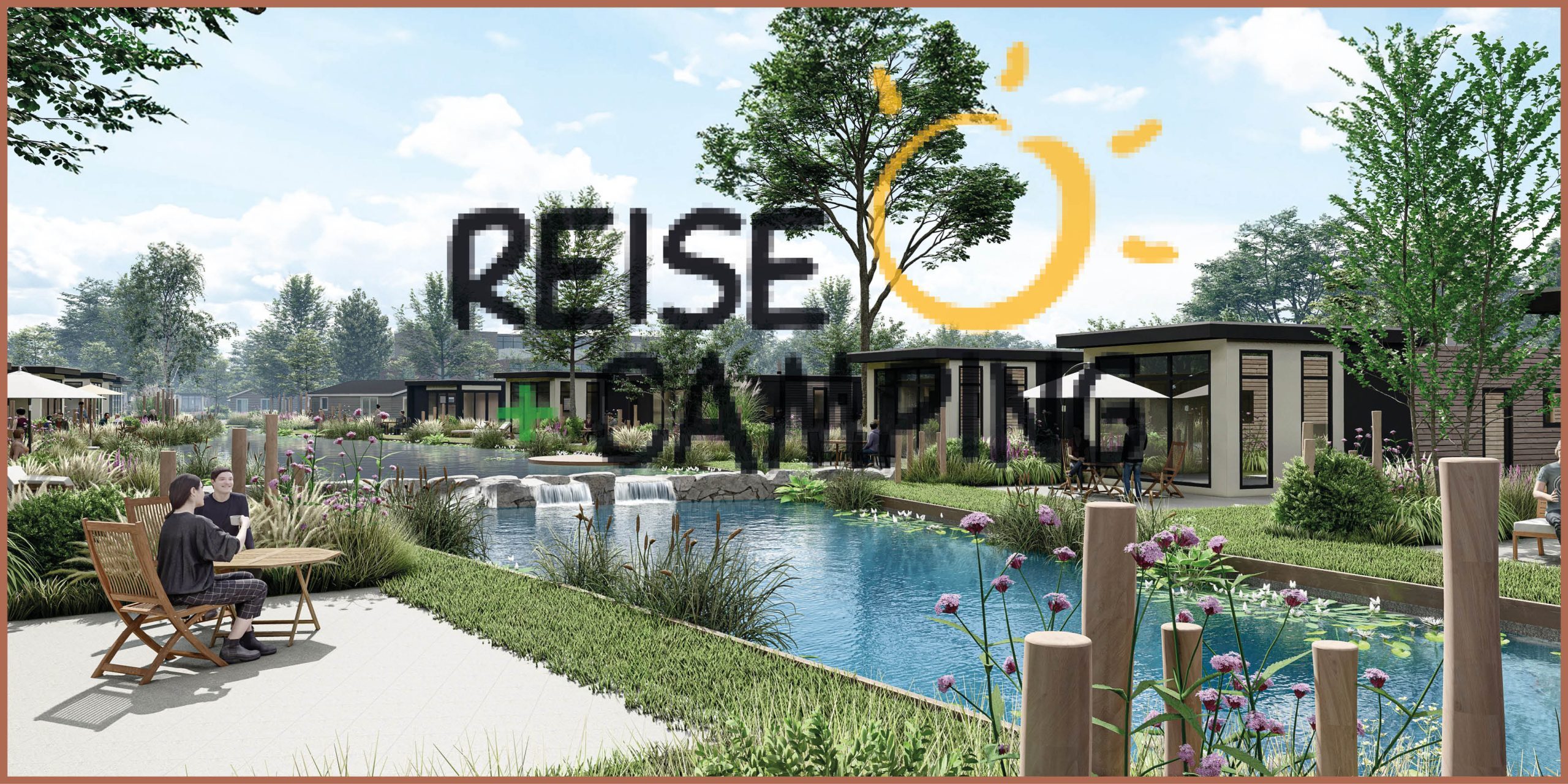 Komplett eingerichtetes Modell des Heide Camp Resorts am Reise ...